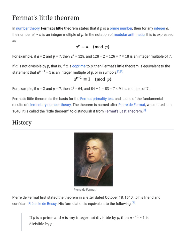 Fermat's Little Theorem | PDF | Arithmetic | Numbers