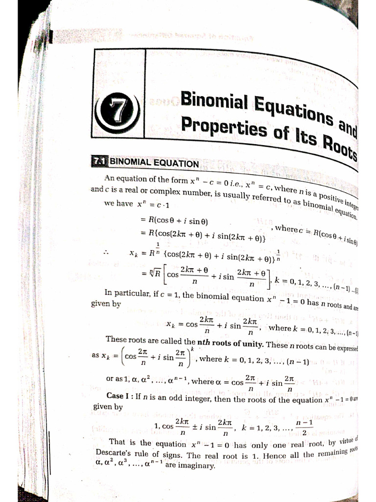 Binomial Eq and Properties | PDF