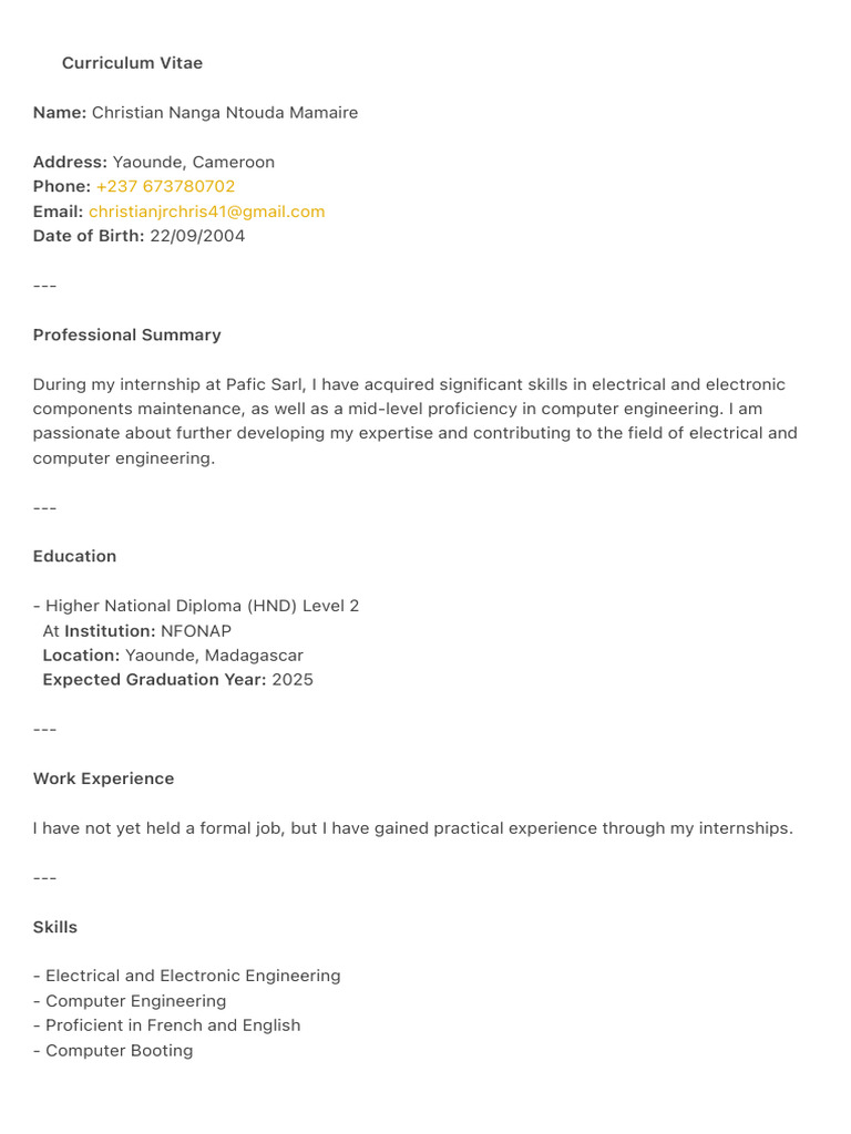 Curriculum Vitae | PDF