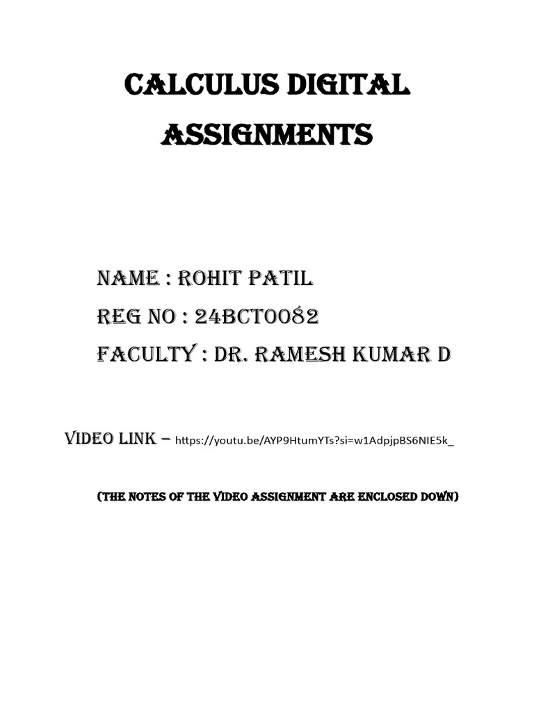 Calculus Assignments for Students | PDF