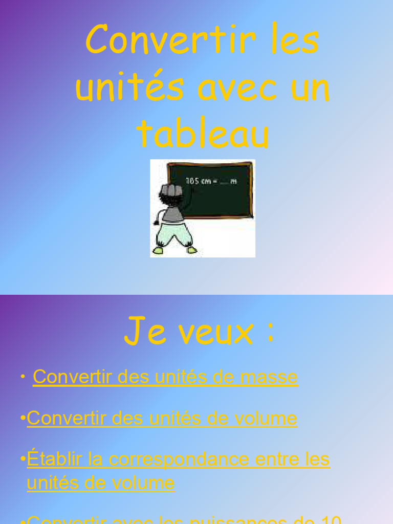 Guide de conversion d'unités de masse et volume | PDF | Unité de mesure ...