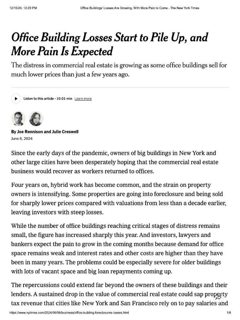 0115-4 Office Building Losses Start to Pile Up | PDF