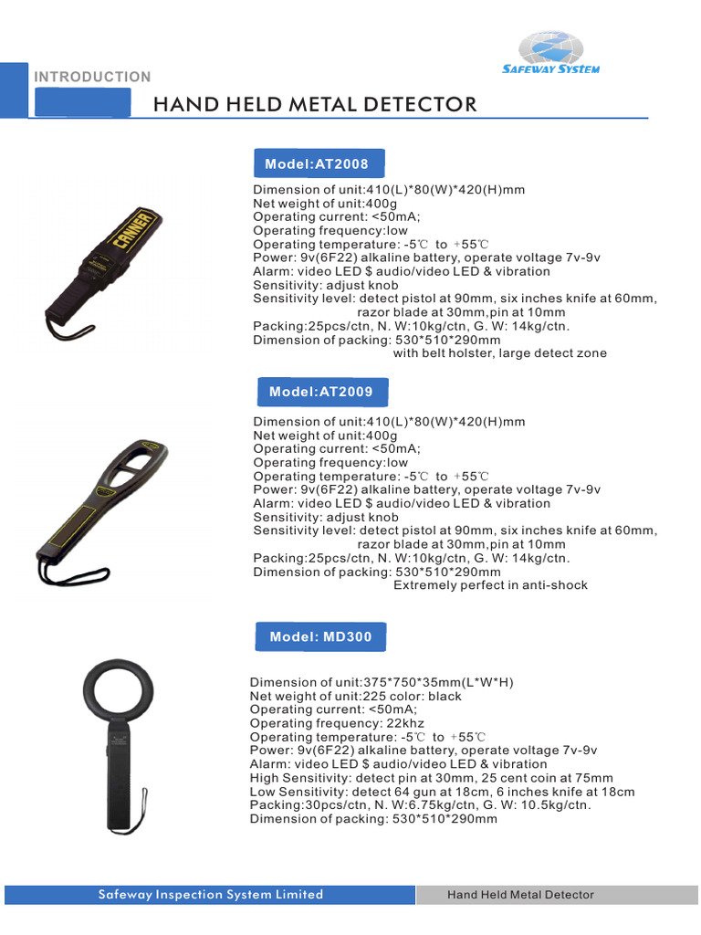 Handheld Metal Detector Specs | PDF