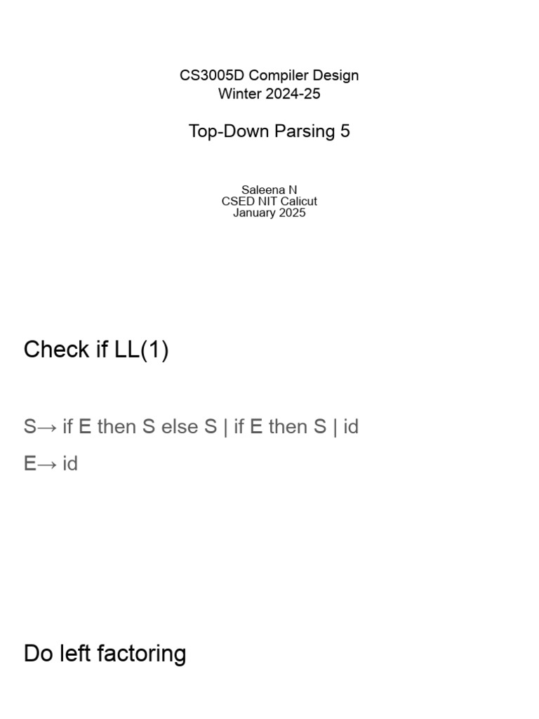 Top-Down Parsing | PDF | Parsing | Linguistics