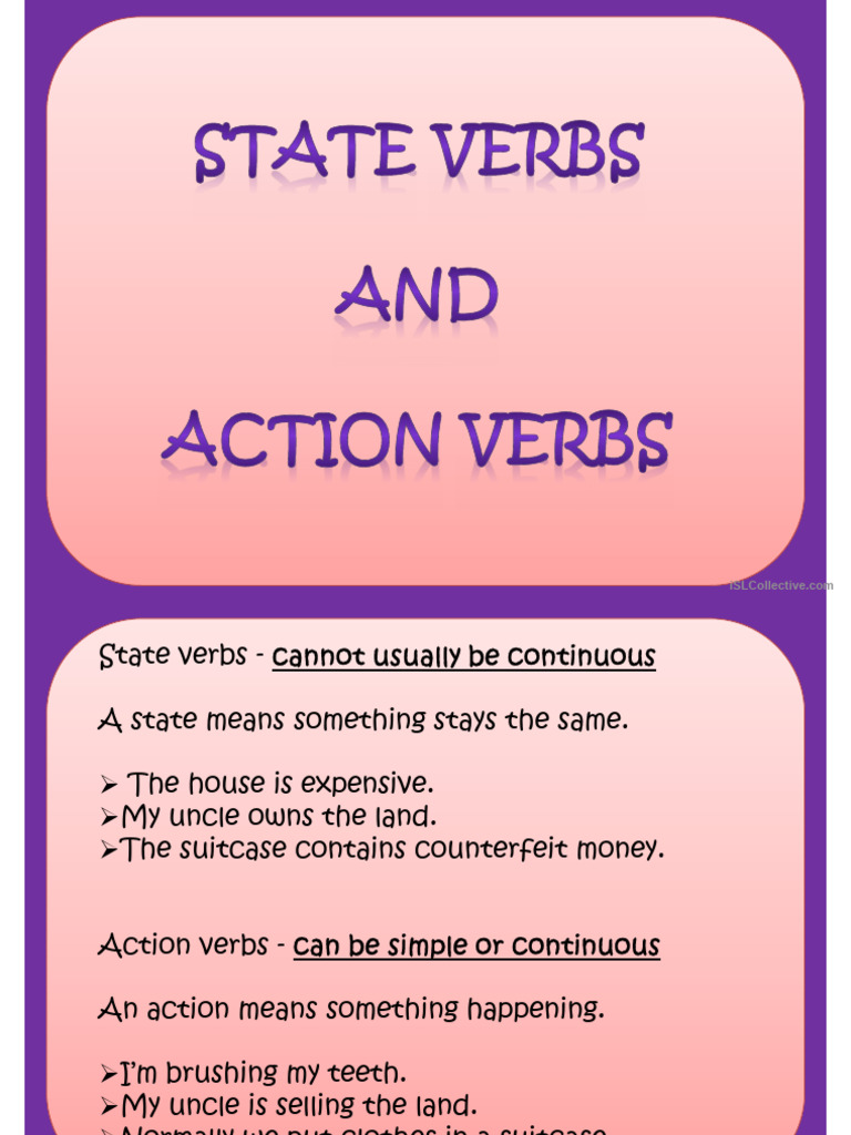 State & Action Verbs | PDF