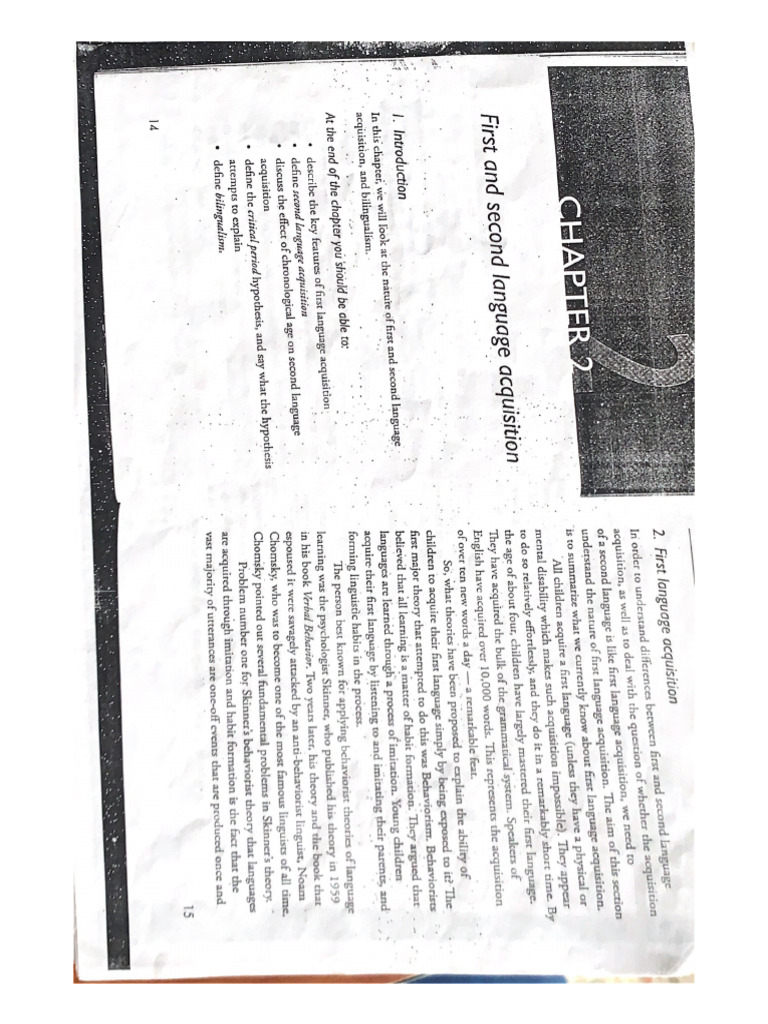 Chapter 2 First and Second Language Acquisition | PDF