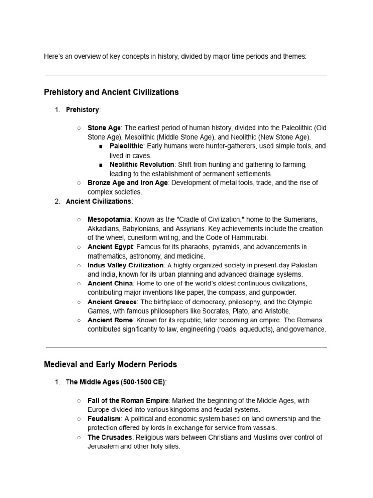 Key Historical Concepts by Era | PDF | Civilization