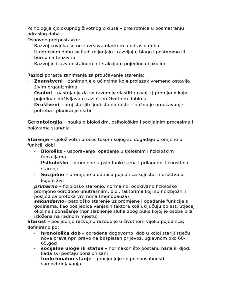 UVOD U STARENJE Moja | PDF