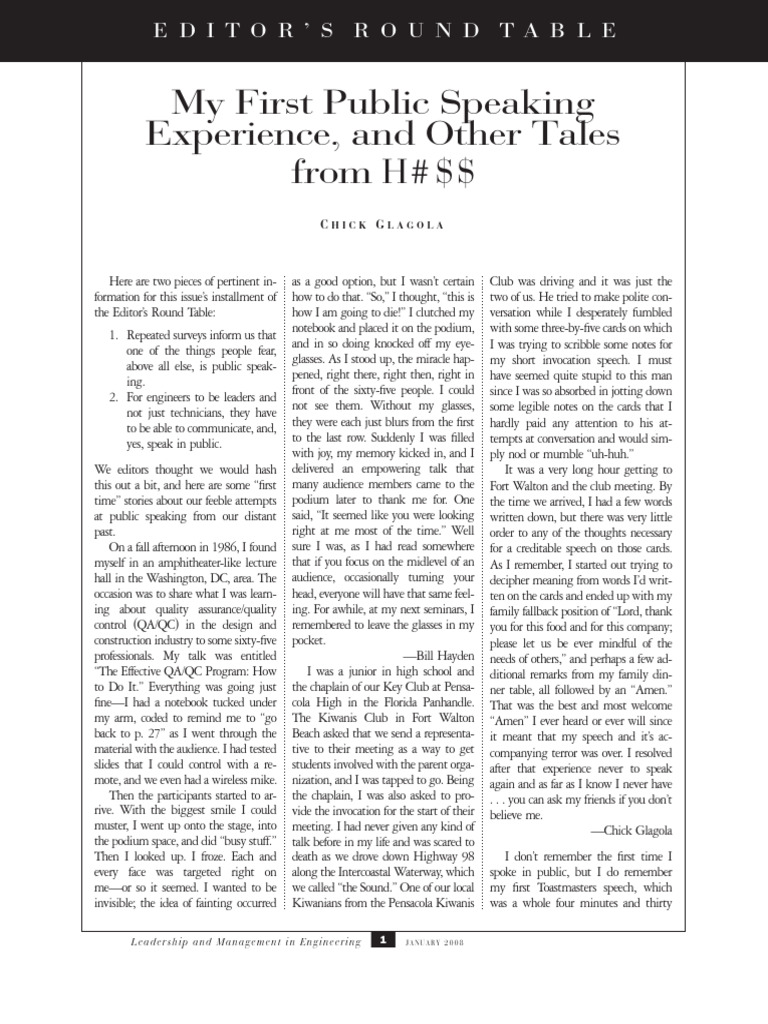 Glagola_First_public_speaking_experiences | PDF | Public Speaking