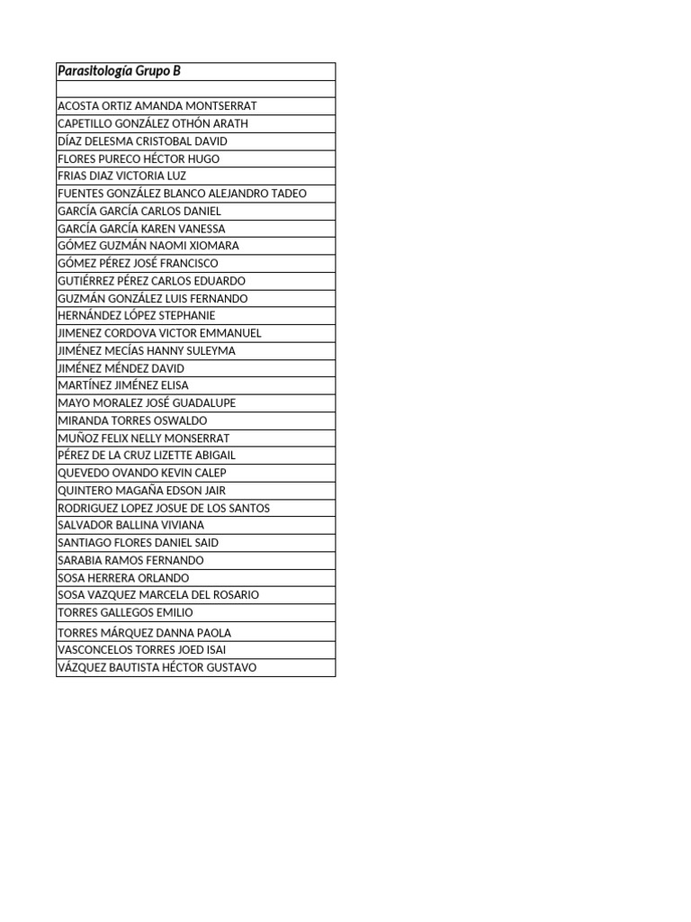 Lista expo PVB | PDF | Ecología de mamíferos | Parasitología