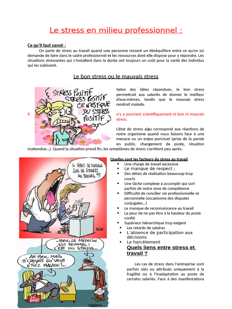 Comprendre le stress au travail | PDF | Syndrome d'épuisement professionnel