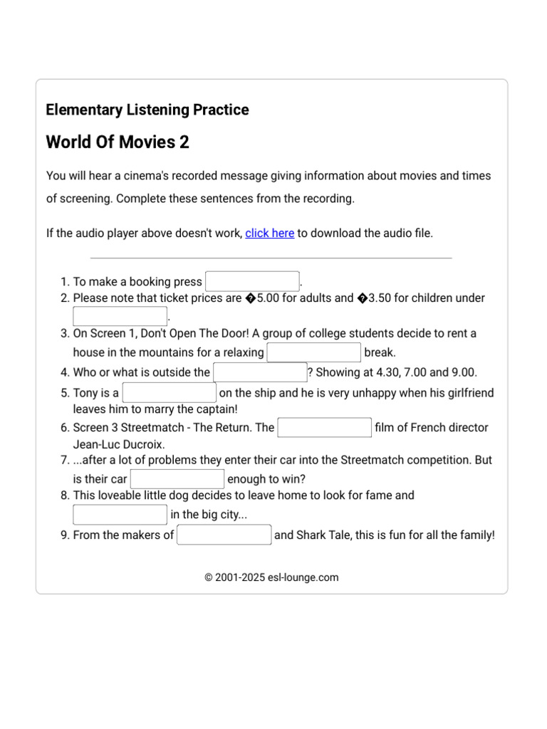 World of Movies Test 2 | PDF