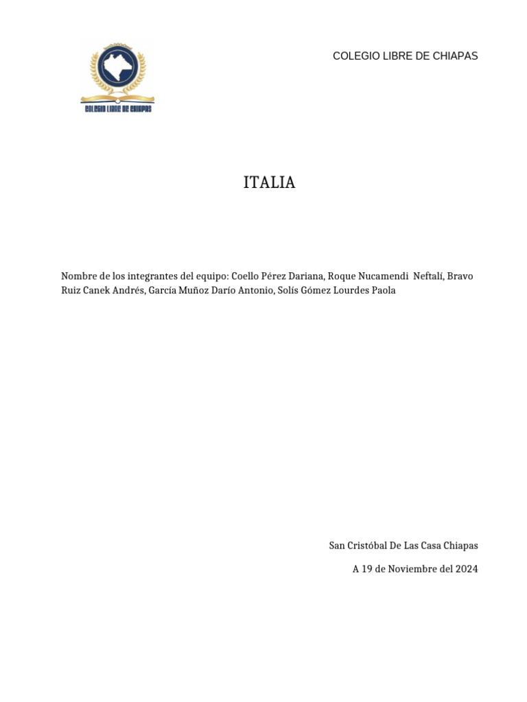 Trabajo Final, Italia - EyS | PDF | Italia | Biodiversidad