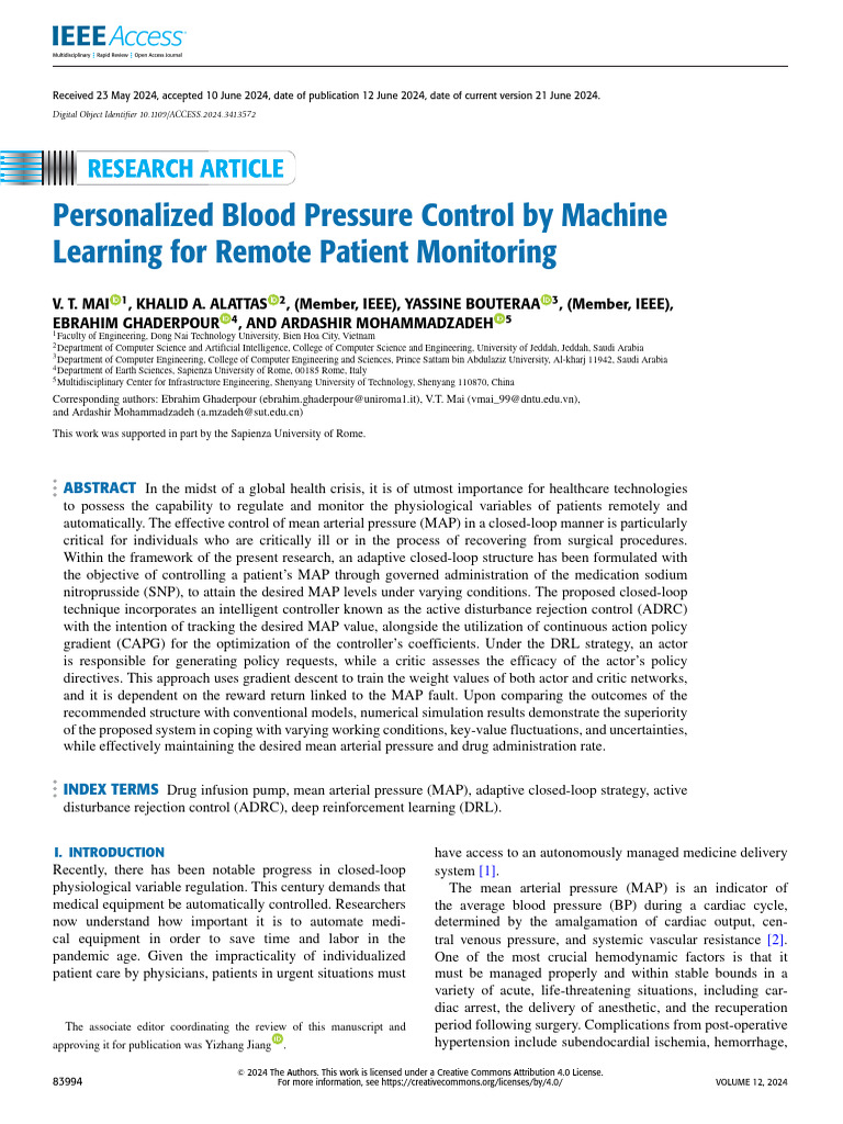 Machine Learning for Personalized BP Control | PDF | Blood Pressure