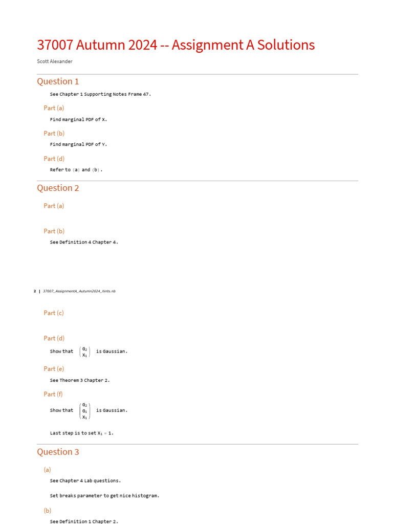 Autumn 2024 Assignment A Solutions Pdf
