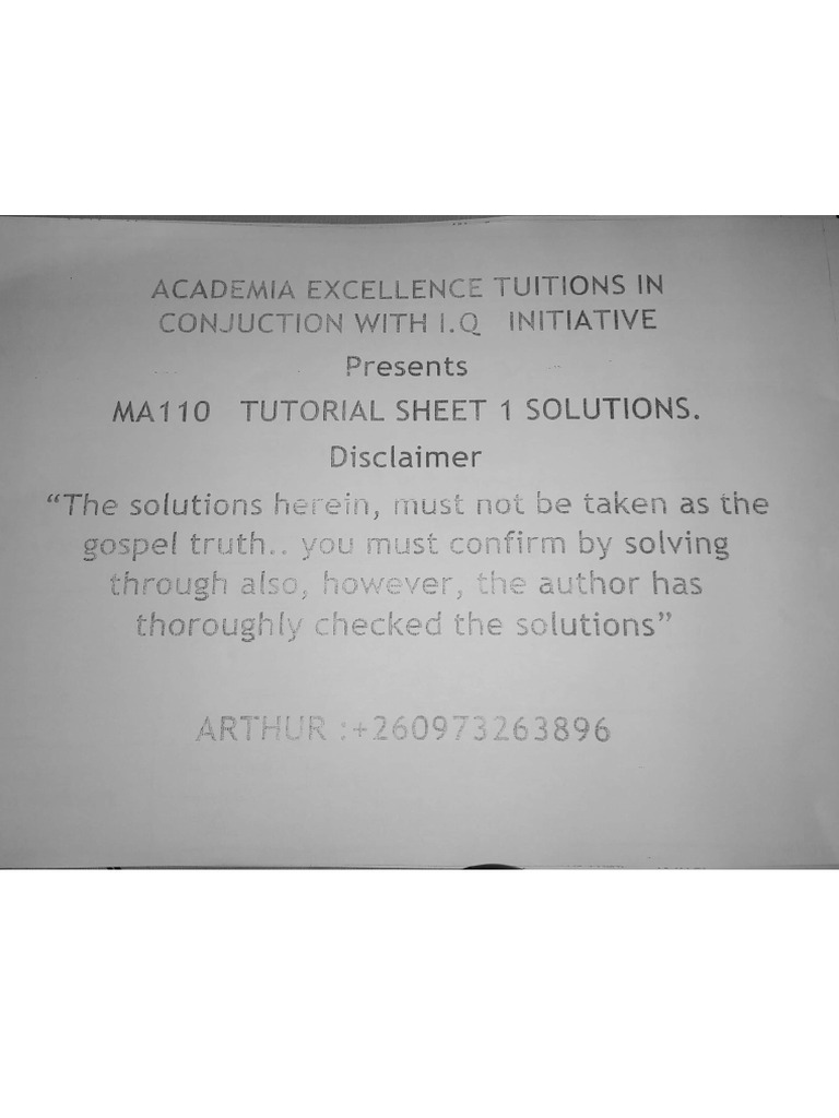 2018 M110 Tutorial Solution | PDF