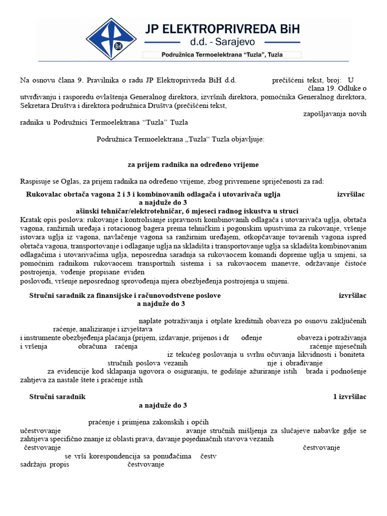 Oglas Za Posao | PDF