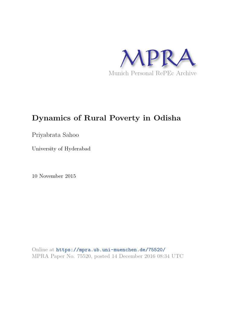 Dynamics of Rural Poverty in India | PDF | Economic Growth | Poverty