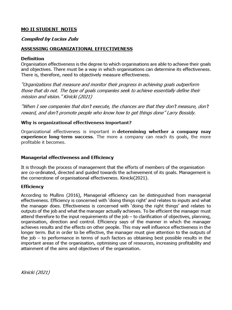 Assessing Organizational Effectiveness | PDF | Performance Indicator ...