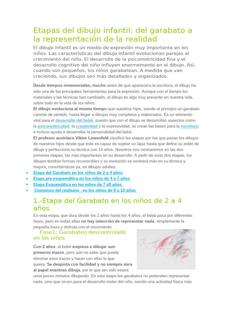 Etapas del Dibujo Infantil: Evolución y Significado | PDF | Color | Dibujo