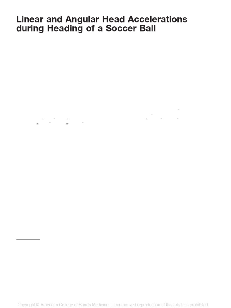 Linear And Angular Head Accelerations During 23 Pdf Acceleration