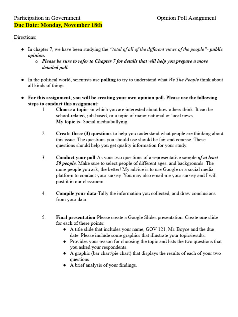 Asher Khan - Copy of GOV Polling Project | PDF | Opinion Poll