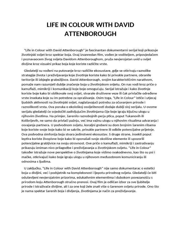 Life in Colour With David Attenborough | PDF