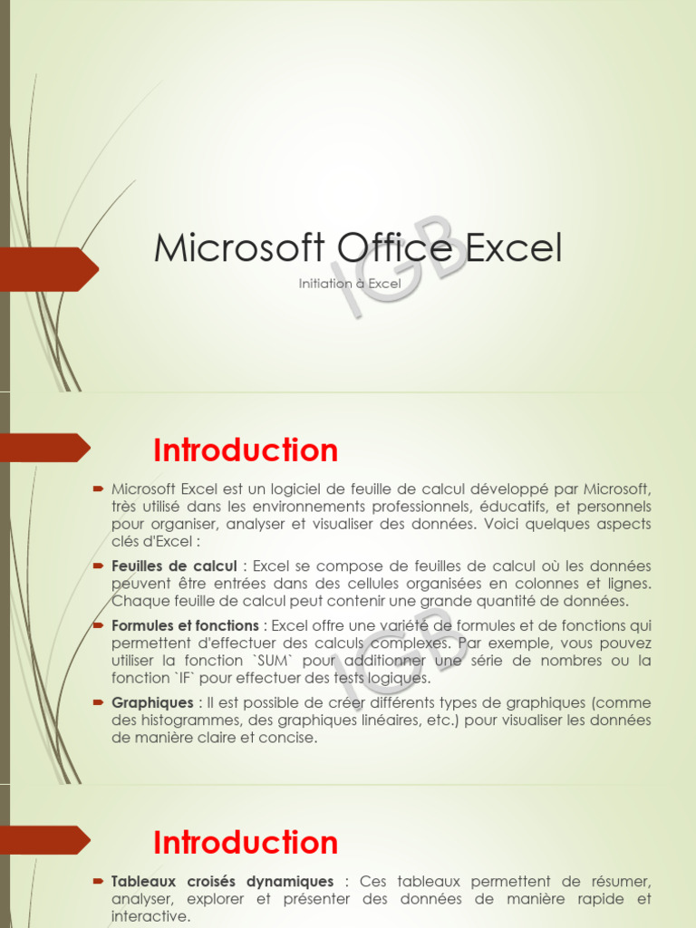 Microsoft Informatique Introduction | PDF | Microsoft Excel | Feuille de calcul