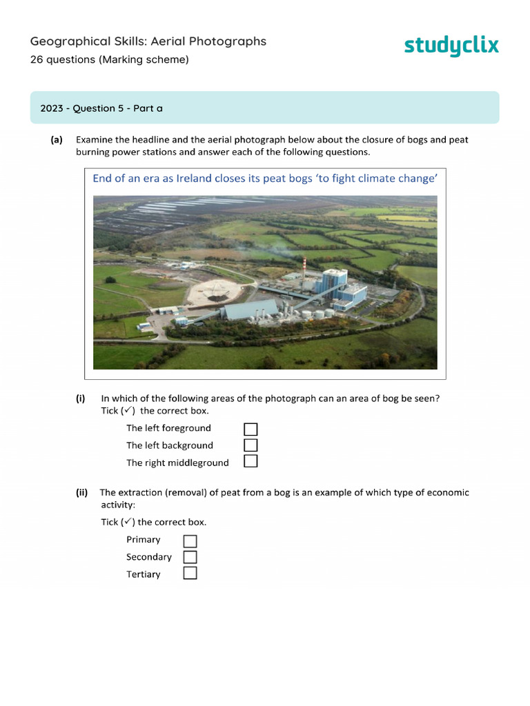 Geographical Skills Aerial Photographs Marking-Scheme | PDF