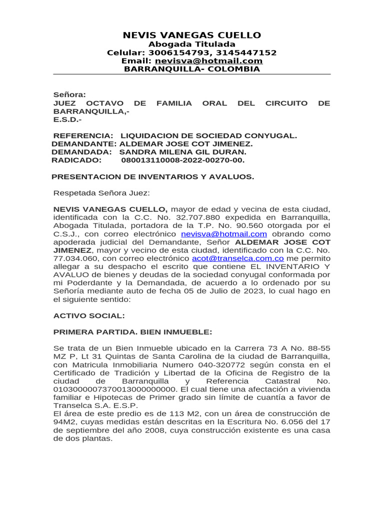 Recurso de Apelacion Contra Providencia L.S.C. Aldemar Jose Cot | PDF ...
