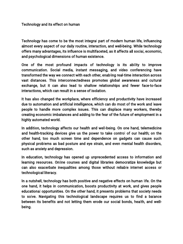 Technology and Its Effects | PDF