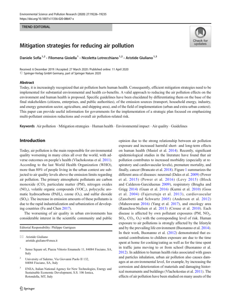 Air Pollution Mitigation Strategies | PDF | Air Pollution | Climate ...