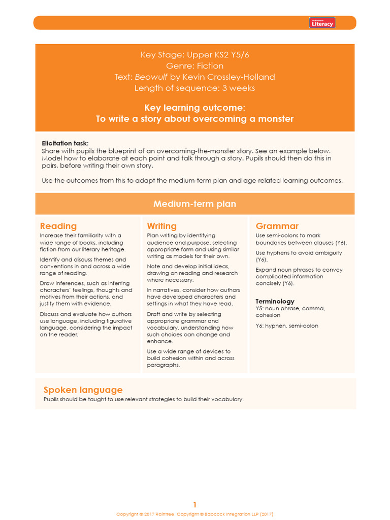 Creative Writing Medium-Term Plan | PDF | Beowulf | Word