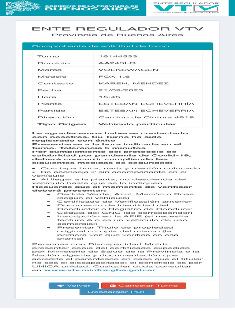 Ente Regulador VTV: Provincia de Buenos Aires | PDF