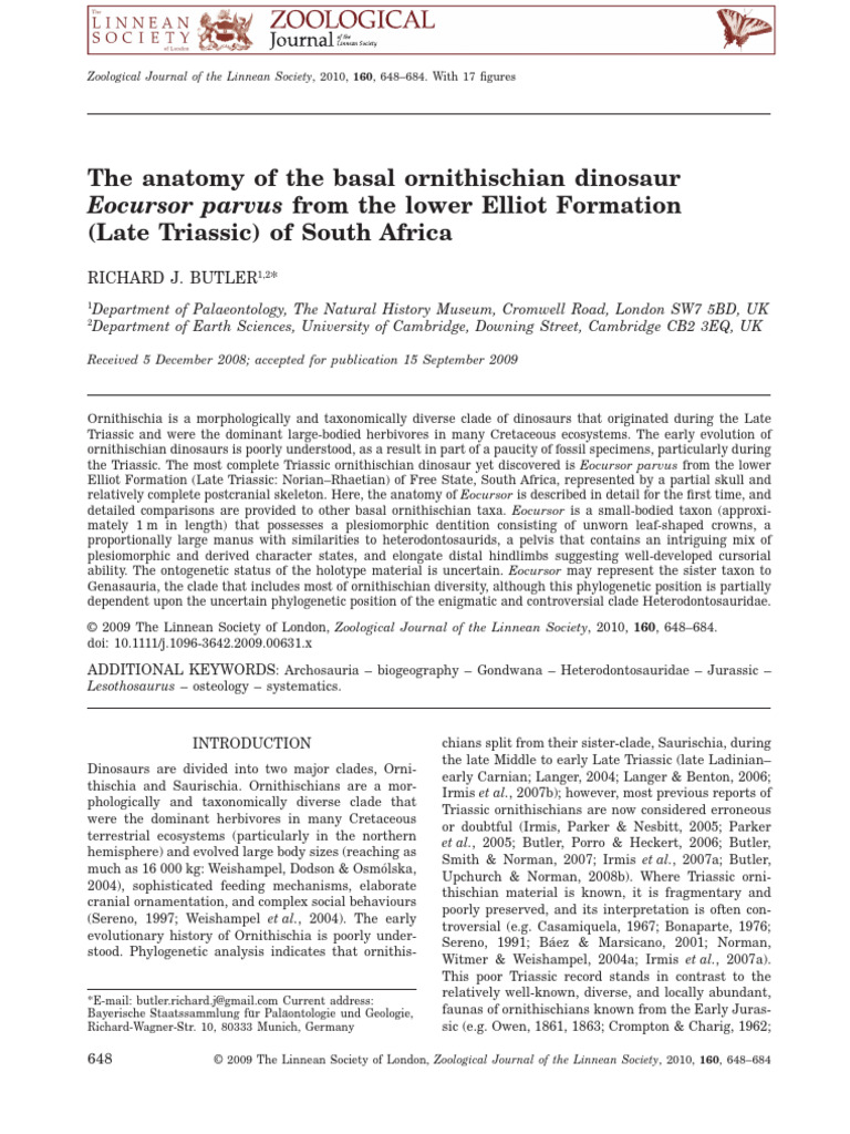 BUTLER, R. J. (2010) - The Anatomy of The Basal Ornithischian Dinosaur ...