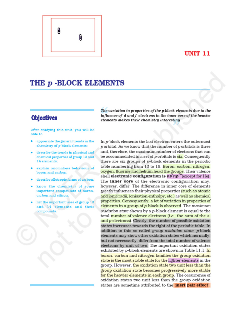 P BLOCK ncert | PDF | Periodic Table | Chemical Bond