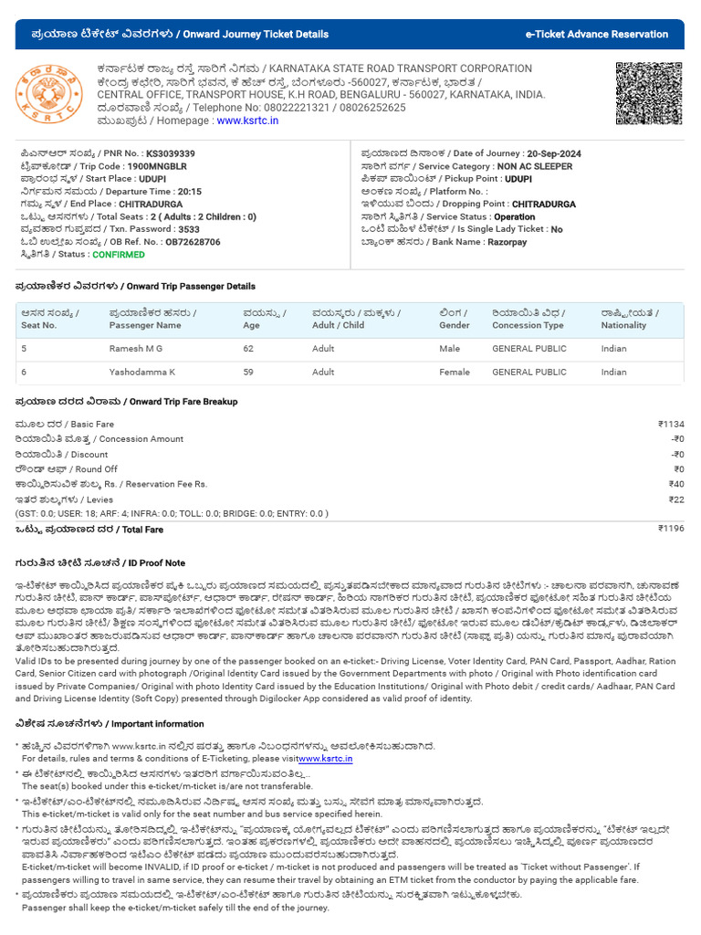 Udupi Chitradurga KS3039339 | PDF