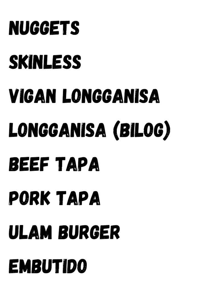 Nuggets Skinless Vigan Longganisa Longganisa (Bilog) Tapa Ulam Burger ...