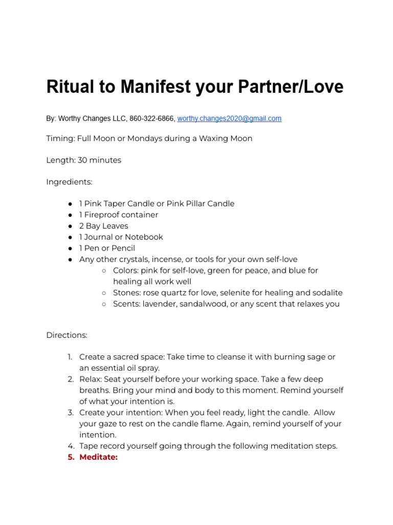 Manifesting Your Partner Ritual | PDF | Candle