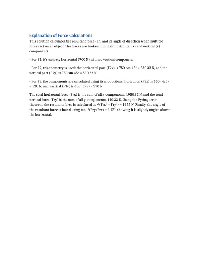 Force Calculations Explanation | PDF