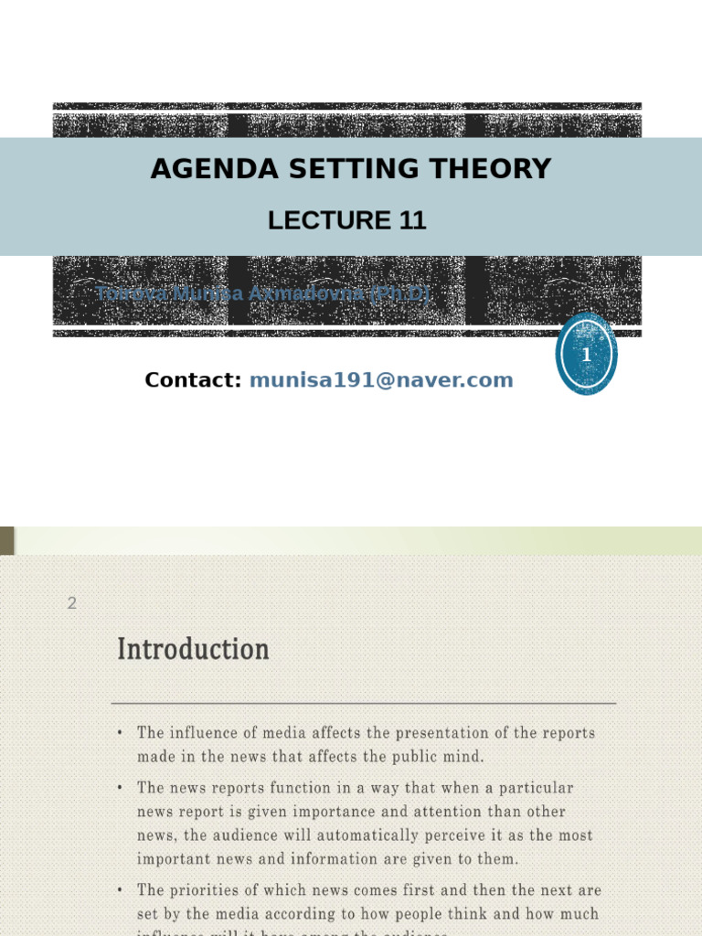 Agenda Setting Theory | PDF