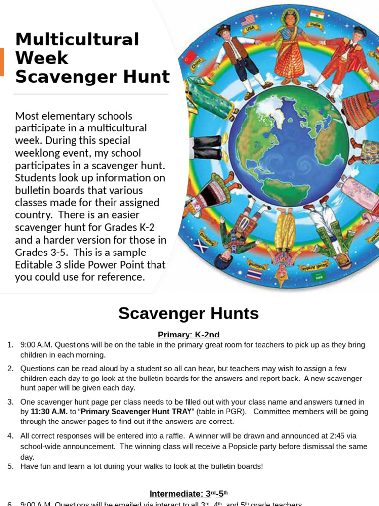 Multicultural Week Scavenger Hunt | PDF