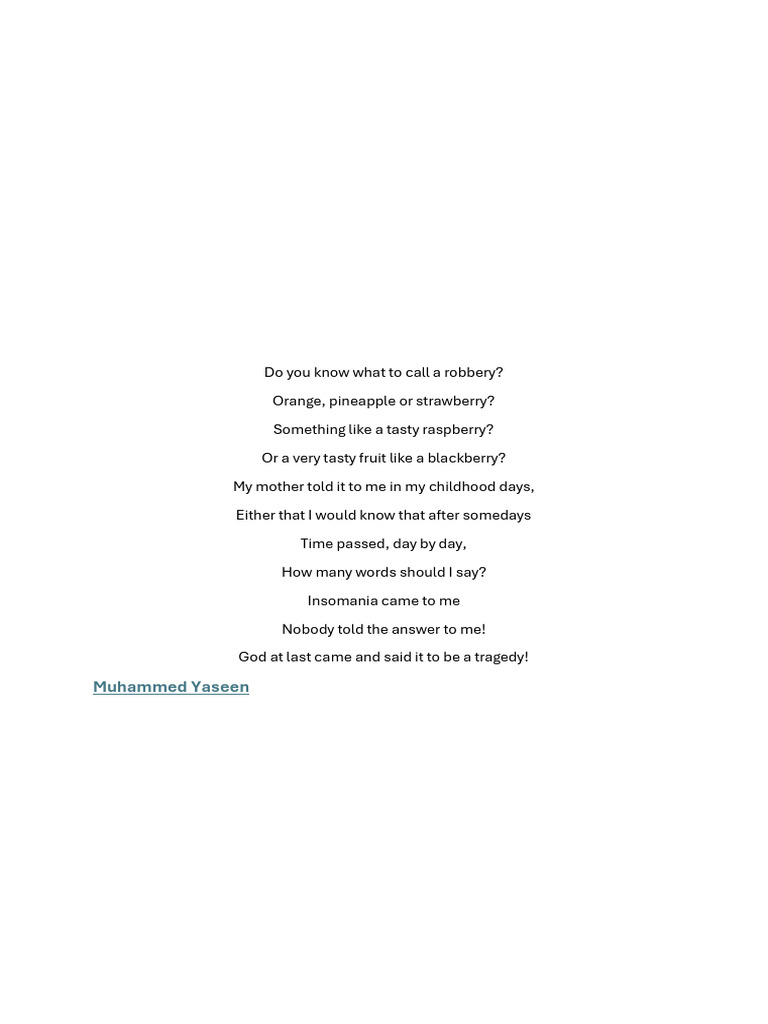Poem For English SBA | PDF