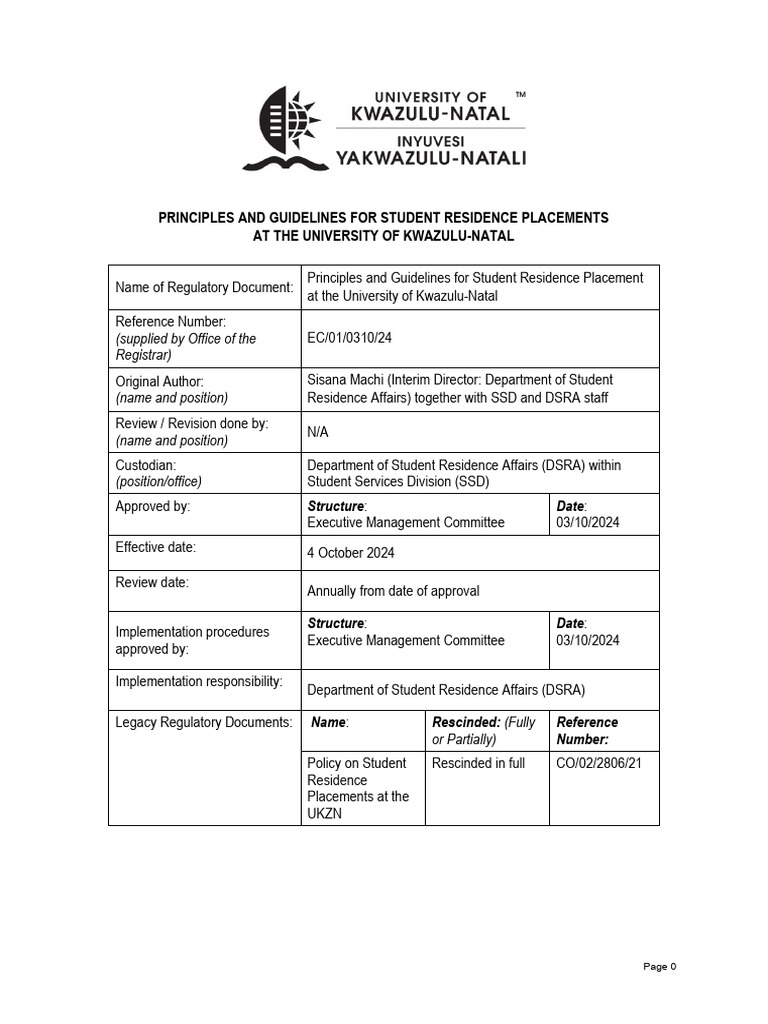 Principles and Procedures For Residence | PDF | Postgraduate Education ...