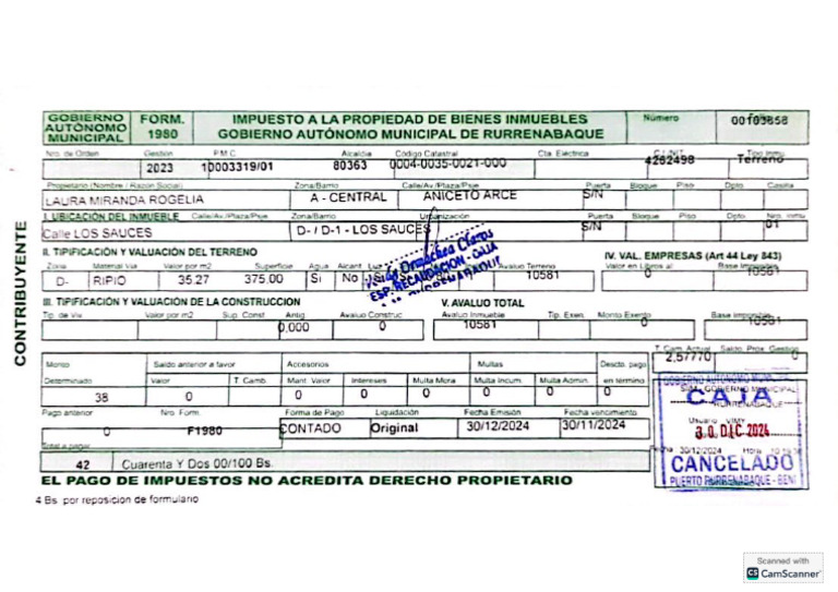 Boleta de Impuestos | PDF