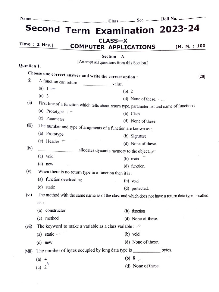 Georges U-2 Preboard 2023-24 | PDF | Parameter (Computer Programming) | Integer (Computer Science)
