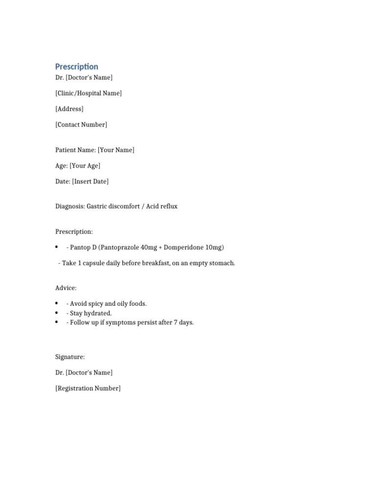 Doctor Prescription Pantop D | PDF