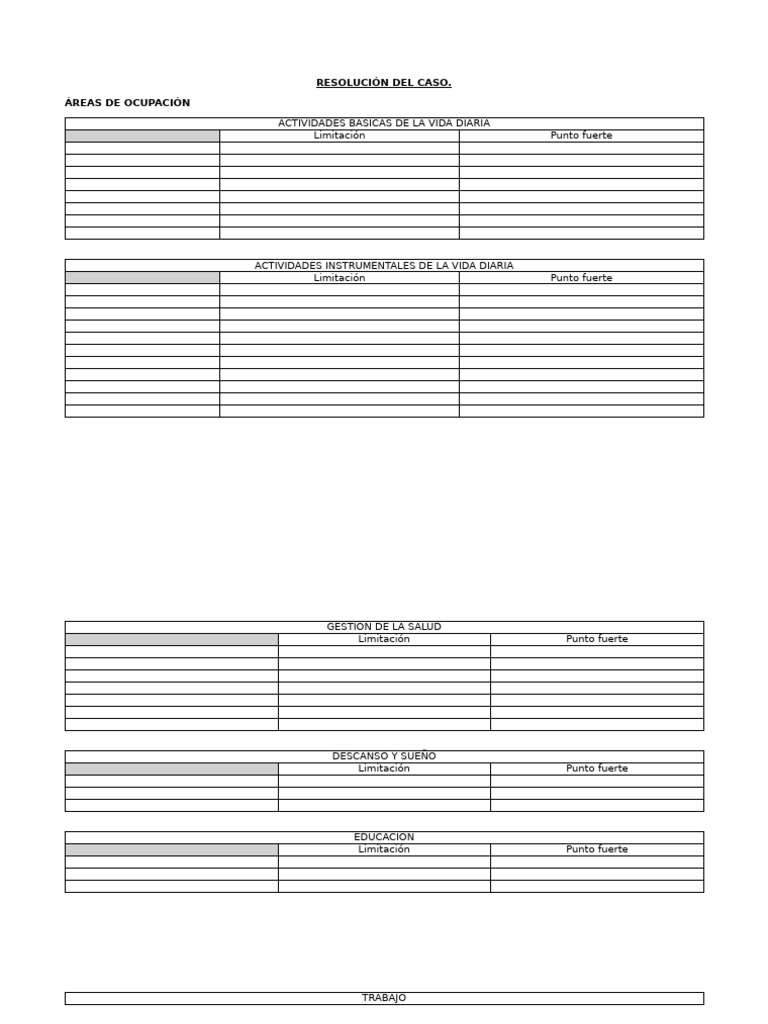 Tabla para caso clÃ­nico | PDF
