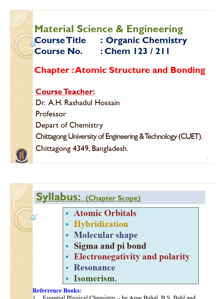 Atomic Structure and Bonding | PDF | Isomer | Chemical Bond
