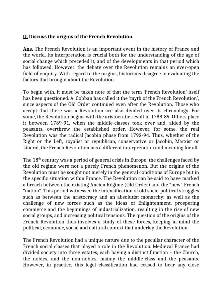 Origins of the French Revolution Explained | PDF | Cost Of Living ...
